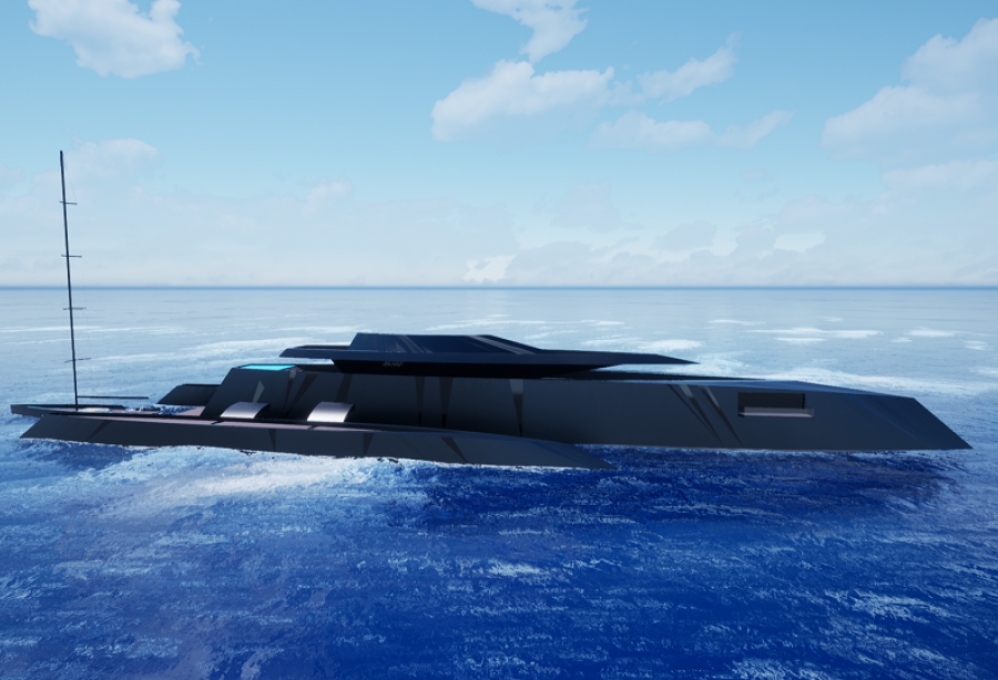 A Closer Look at 70m Trimaran Concept Bond Girl - Yacht Harbour