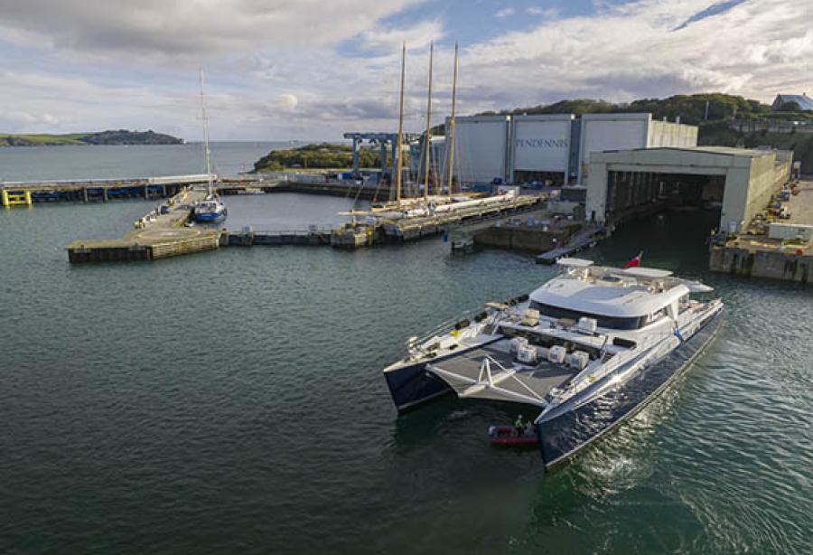 44m Hemisphere Returns to Pendennis for Refit - Yacht Harbour